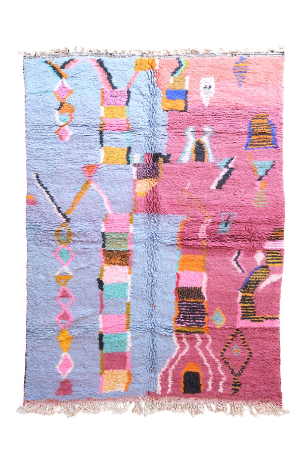 Moroccan Abstract Boujad Wool Rug – Hand-Knotted| Surcoma