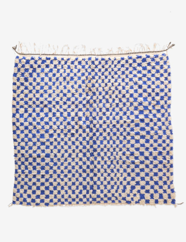 Moroccan Square Blue Checkered Rug 6.9 x 6.7 ft / 211 x 206 cm – Surcoma