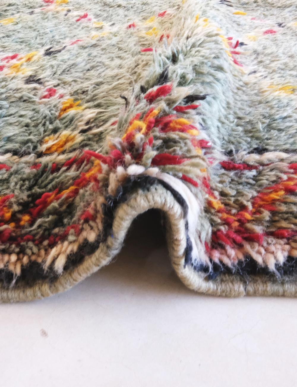 Collectible Moroccan Rug – Emerald Green Wool with Diamond Pattern ...