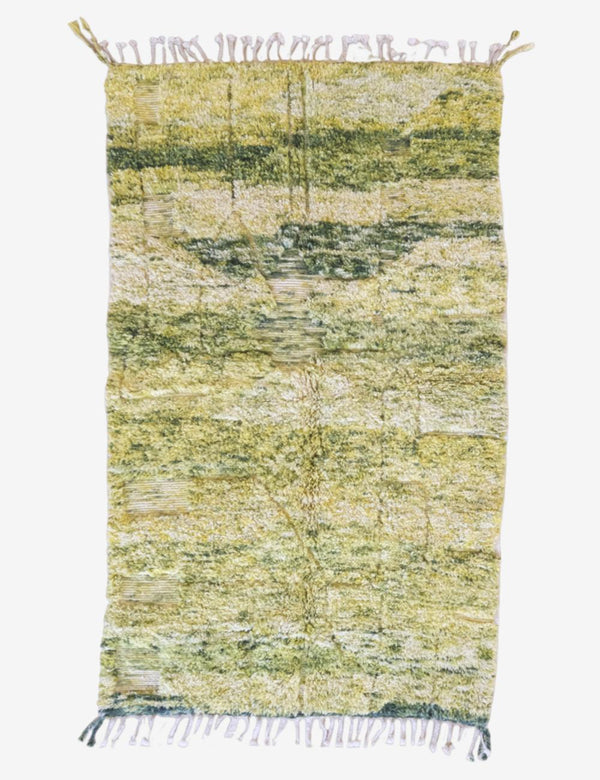 Yellow Green Moroccan Wool Rug – Handwoven Carpet with Gradient Design ...